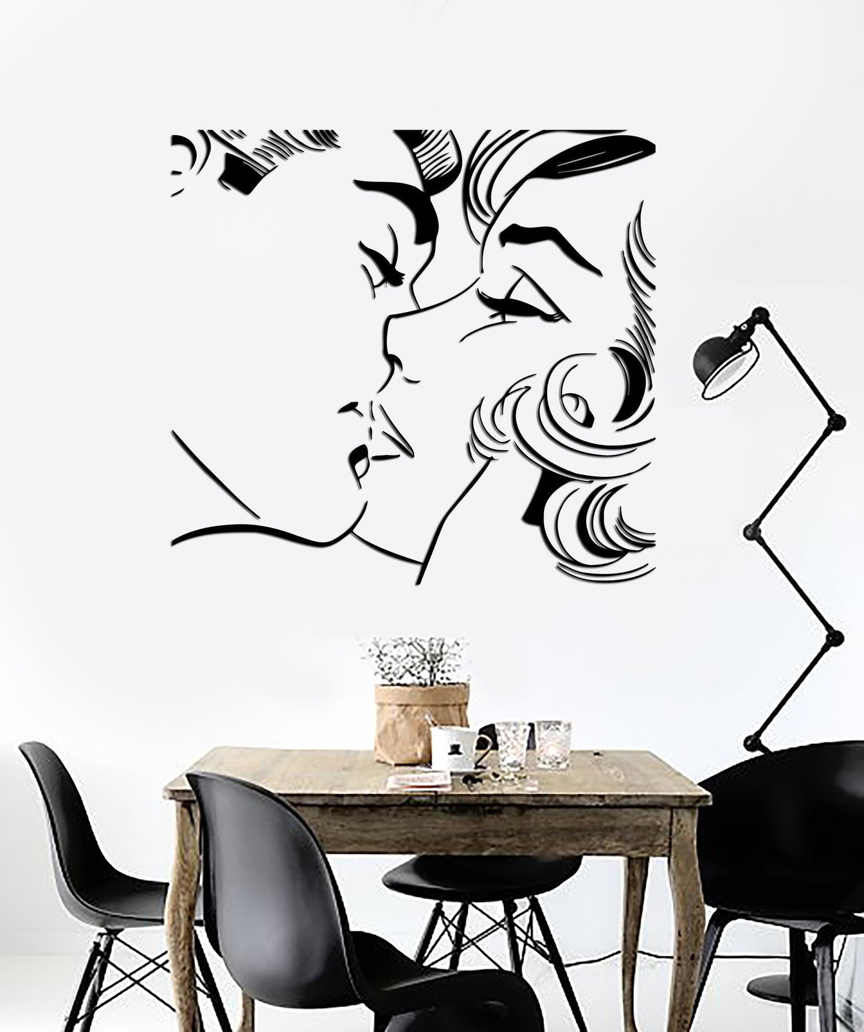 Wall Sticker Kiss Kissing Couple Romantic Love Decor For Pop Art Bedro ...