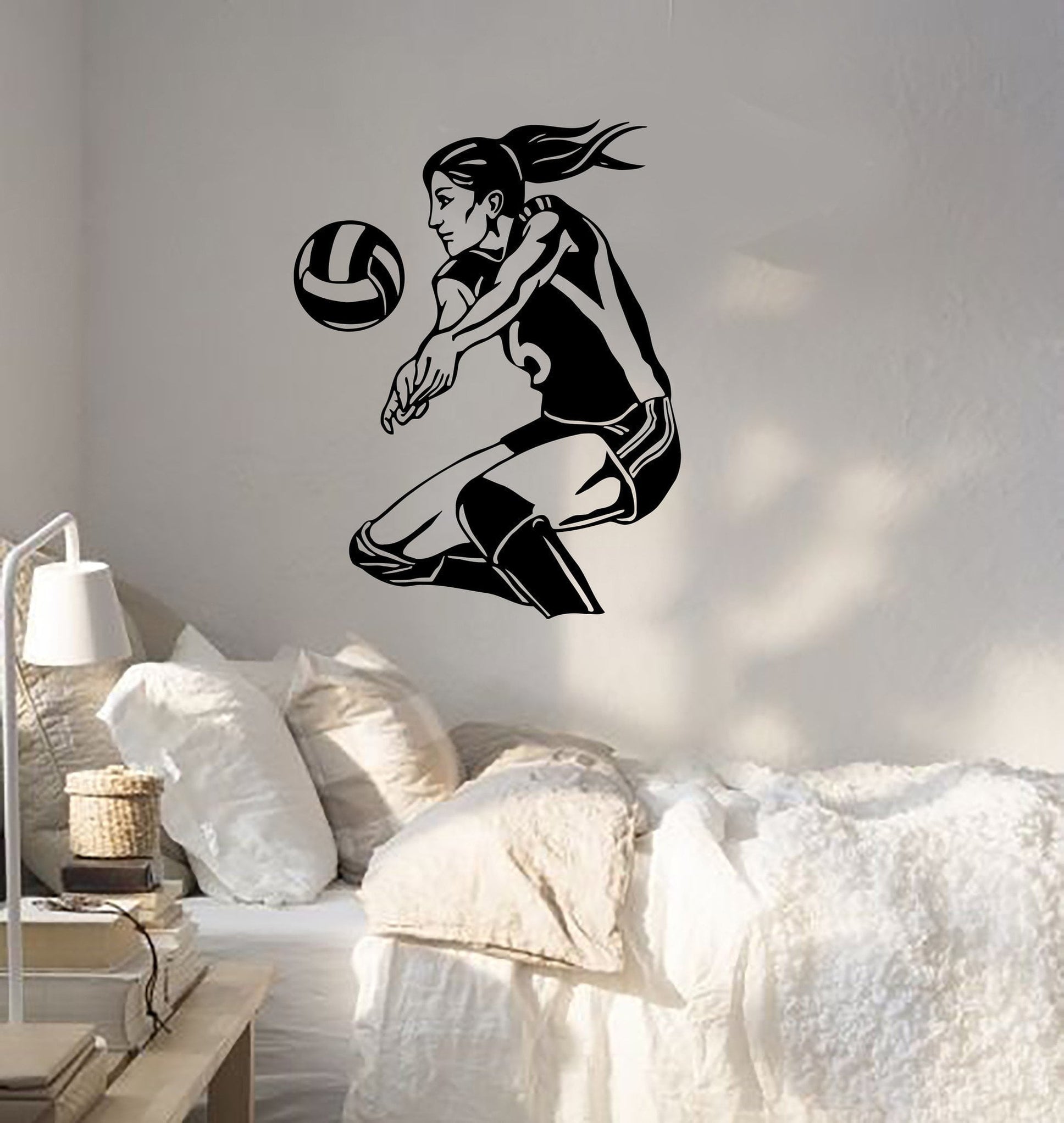 Wall Sticker Sport Volleyball Player Beach Woma Girl Female Vinyl Deca ...