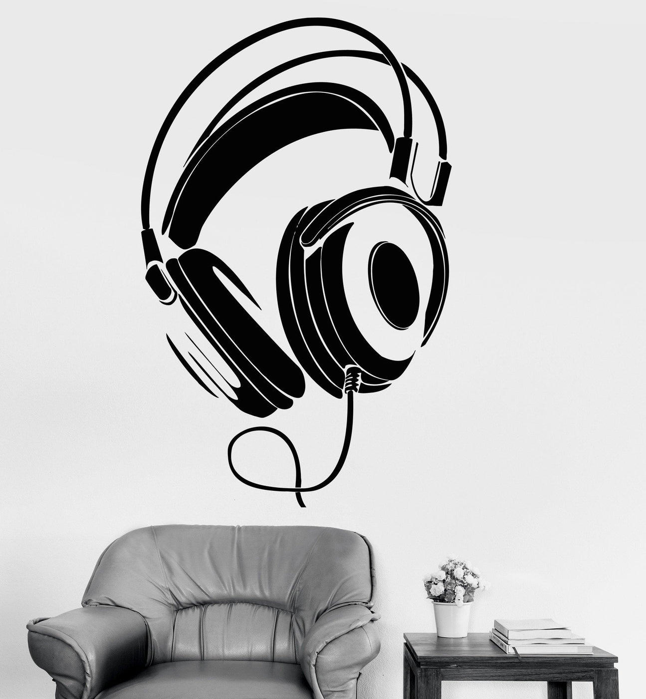 Wall Decal Headphones Head Phones Music Vinyl Sticker Unique Gift (z32 ...