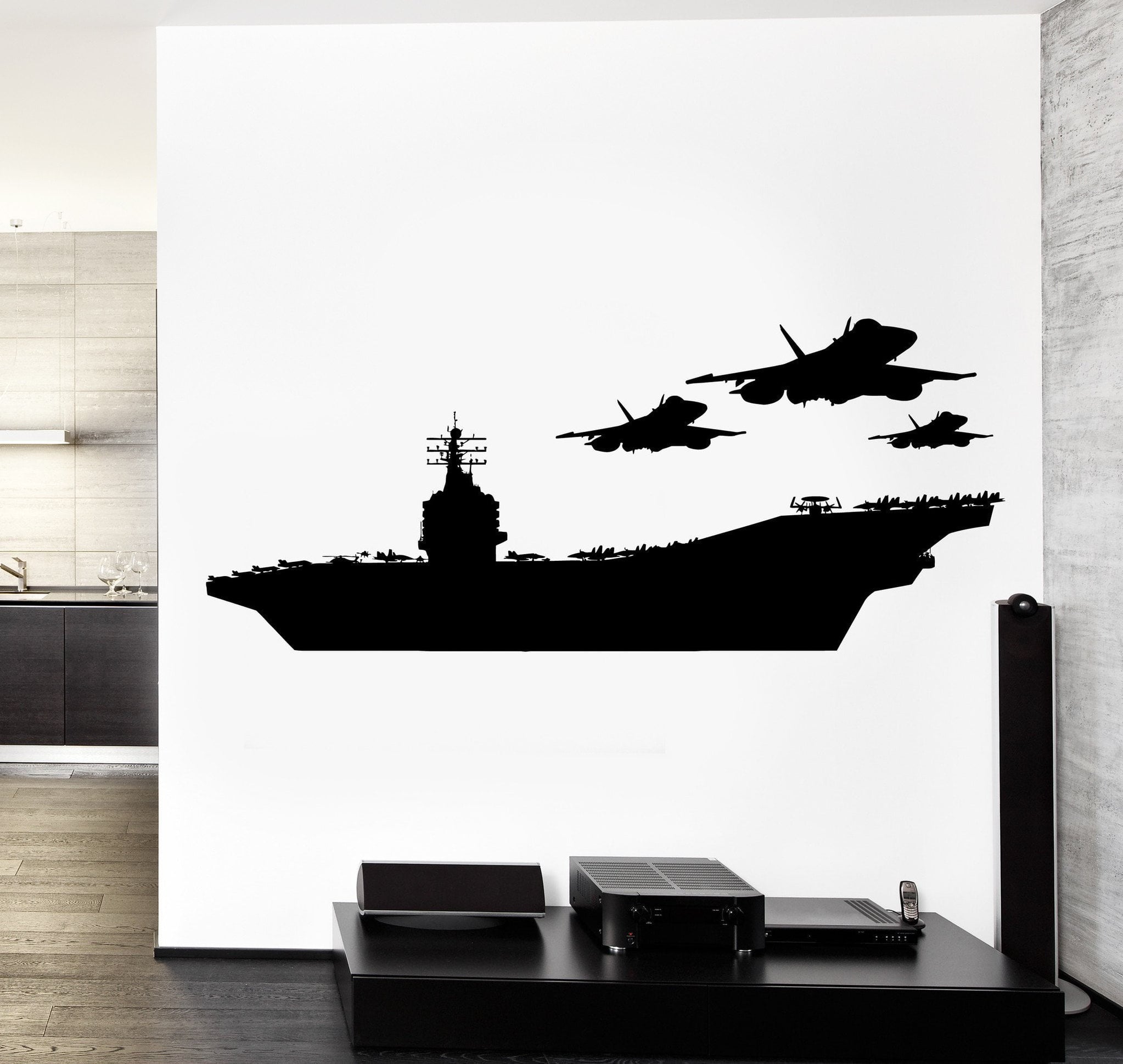 Wall Vinyl Aircraft Carrier Airplanes Jet Guaranteed Quality Decal Uni ...