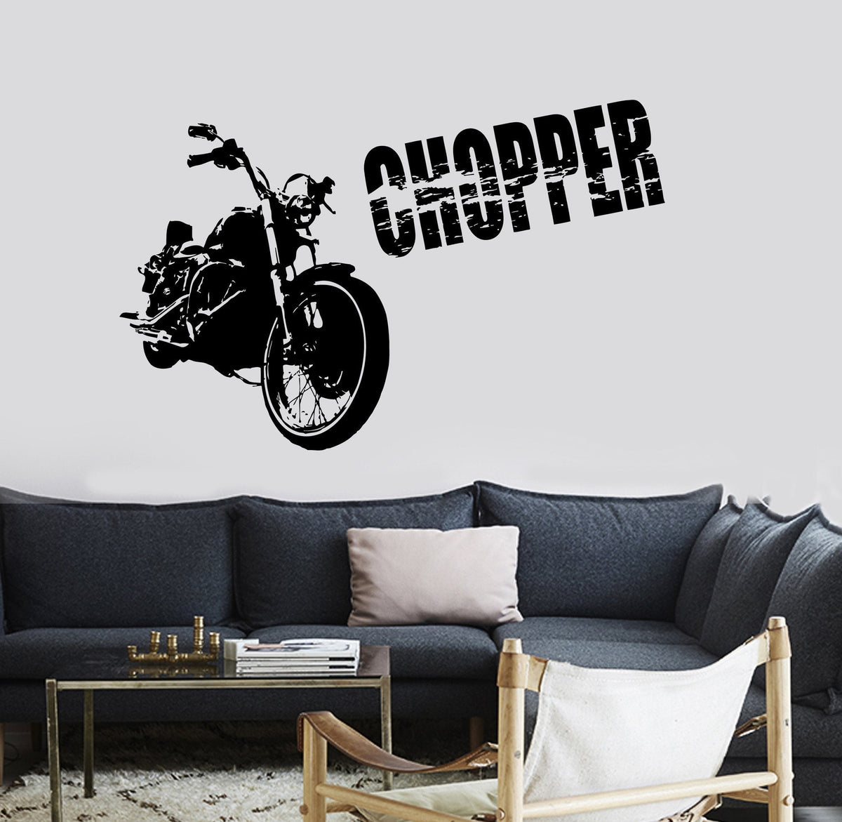 Wall Vinyl Decal Chopper Bike Biker Mototcycle Decor Unique Gift z3742 ...