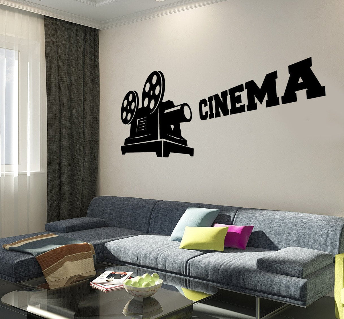 Wall Vinyl Decal Cinema Movie Camera Hollywood Decor Unique Gift z3759 ...