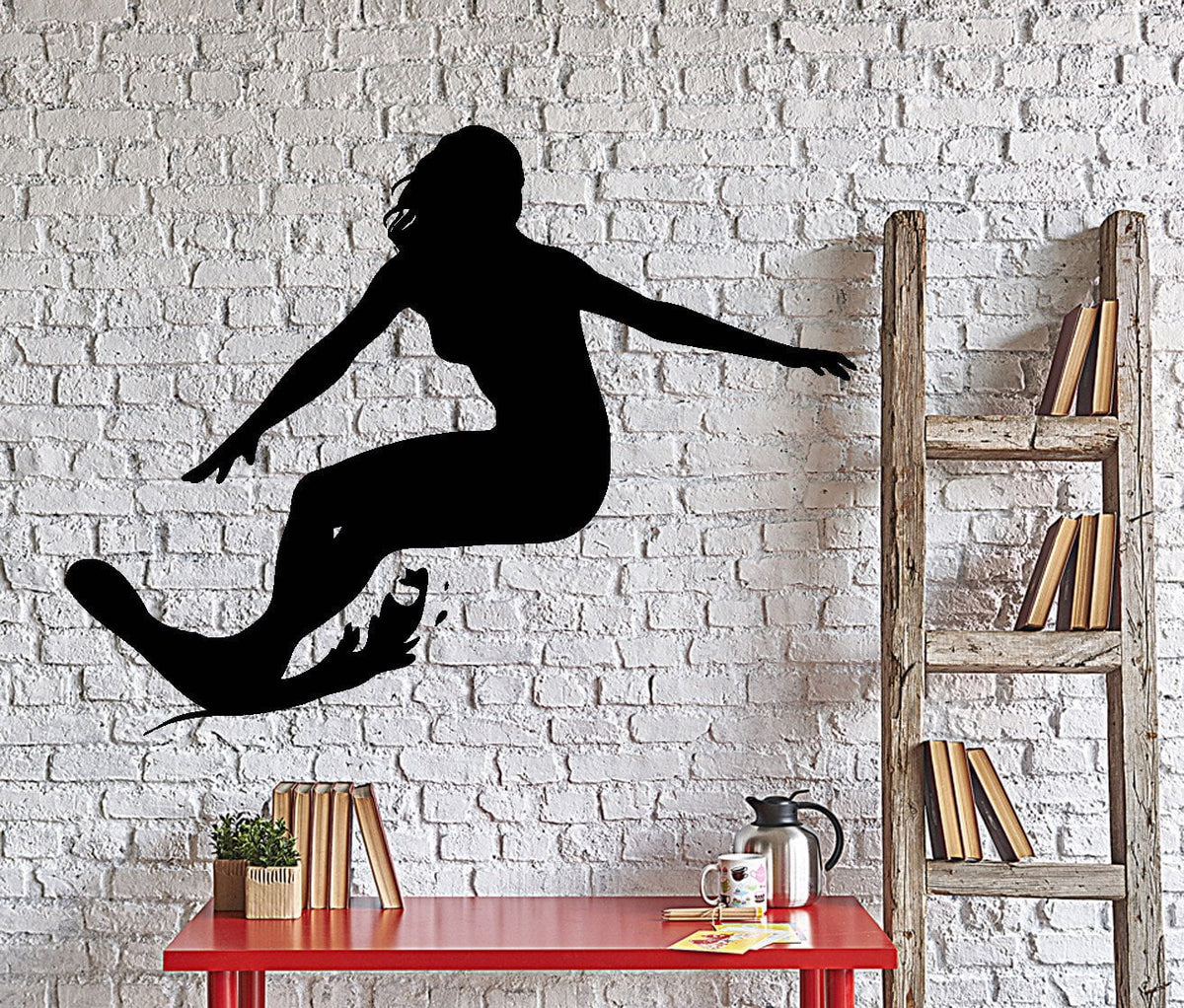 Wall Vinyl Decal Surf Girl Surfing Water Sport Home Interior Unique Gi ...