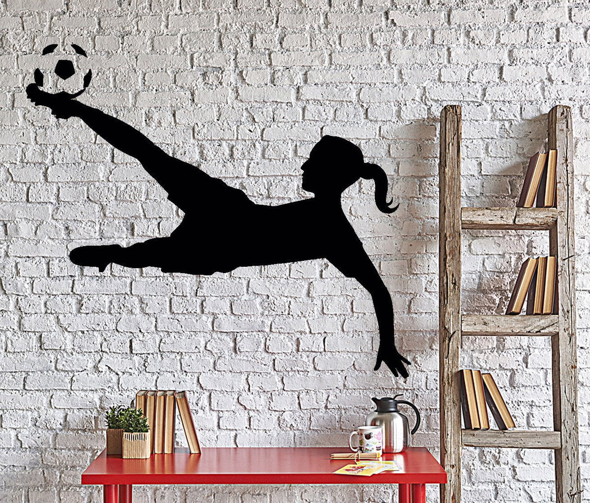 Wall Decal Football Soccer Girl Sport Home Interior Decor Unique Gift ...