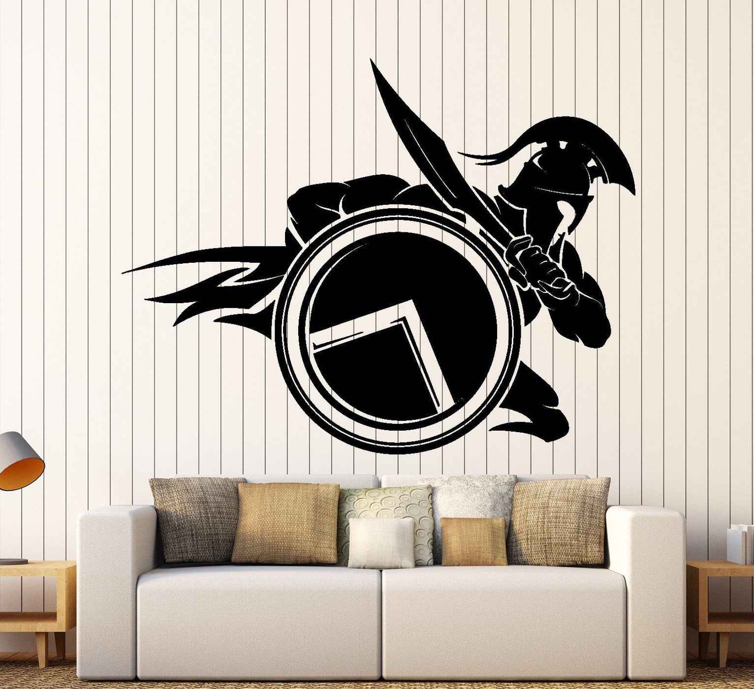Wall Vinyl Decal Spartan Warrior With Shield And Sword Sparta Home Int ...