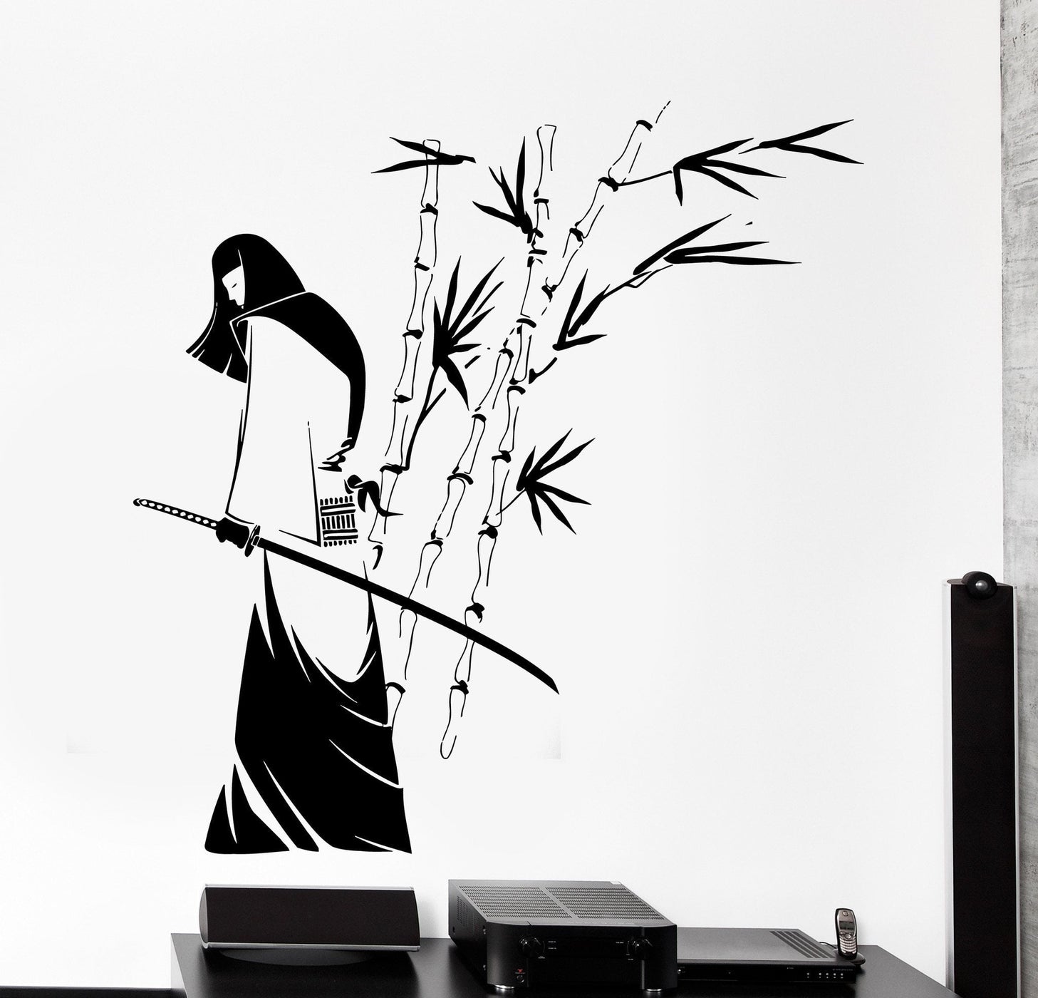 Wall Decal Samurai With Sword Bamboo Warrior Home Interior Decor Uniqu ...