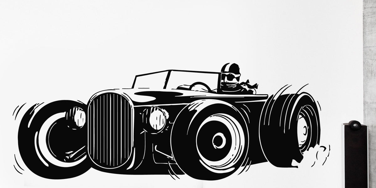 Wall Vinyl Decal Retro Car Automobile Motor Speed Home Interior Decor ...
