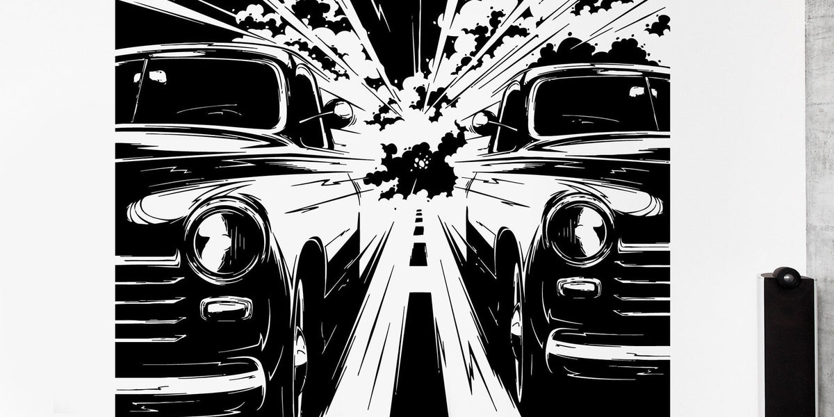 Wall Vinyl Decal Old Retro Cars Road Cool Home Interior Decor Unique G ...
