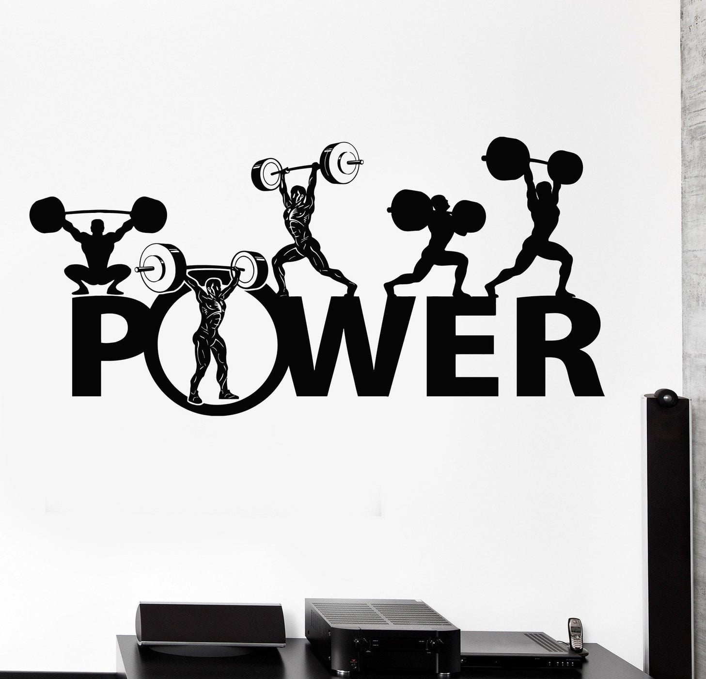 Wall Vinyl Decal Powerlifting Bodybuilding Sport Barbell Home Interior ...