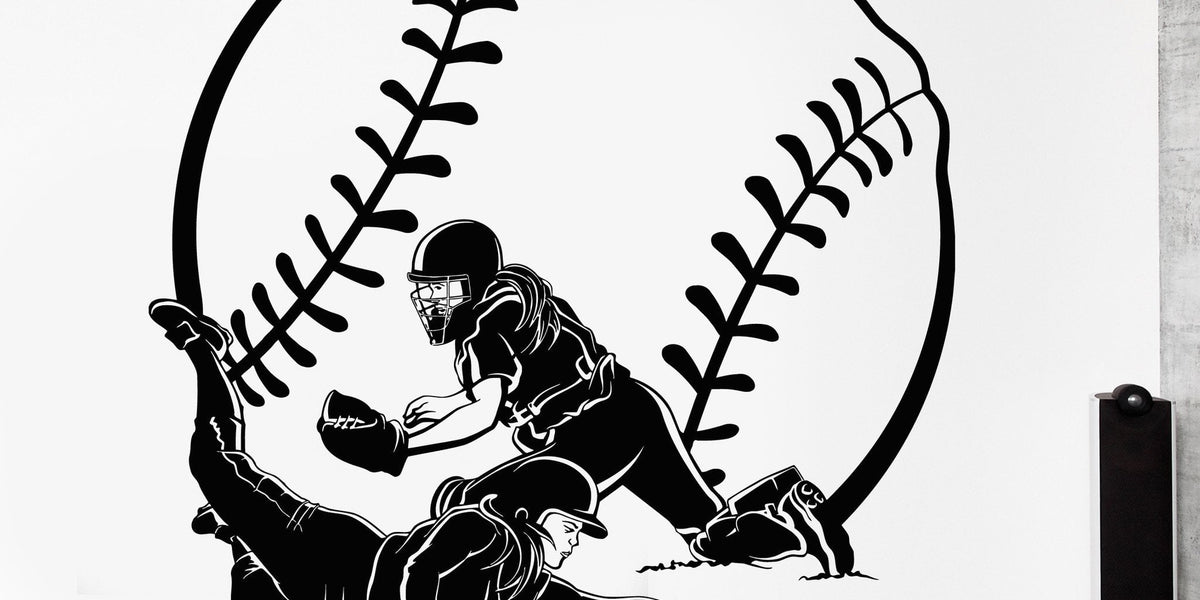 Wall Vinyl Decal Girl Baseball Softball Woman Sport Home Interior Deco ...