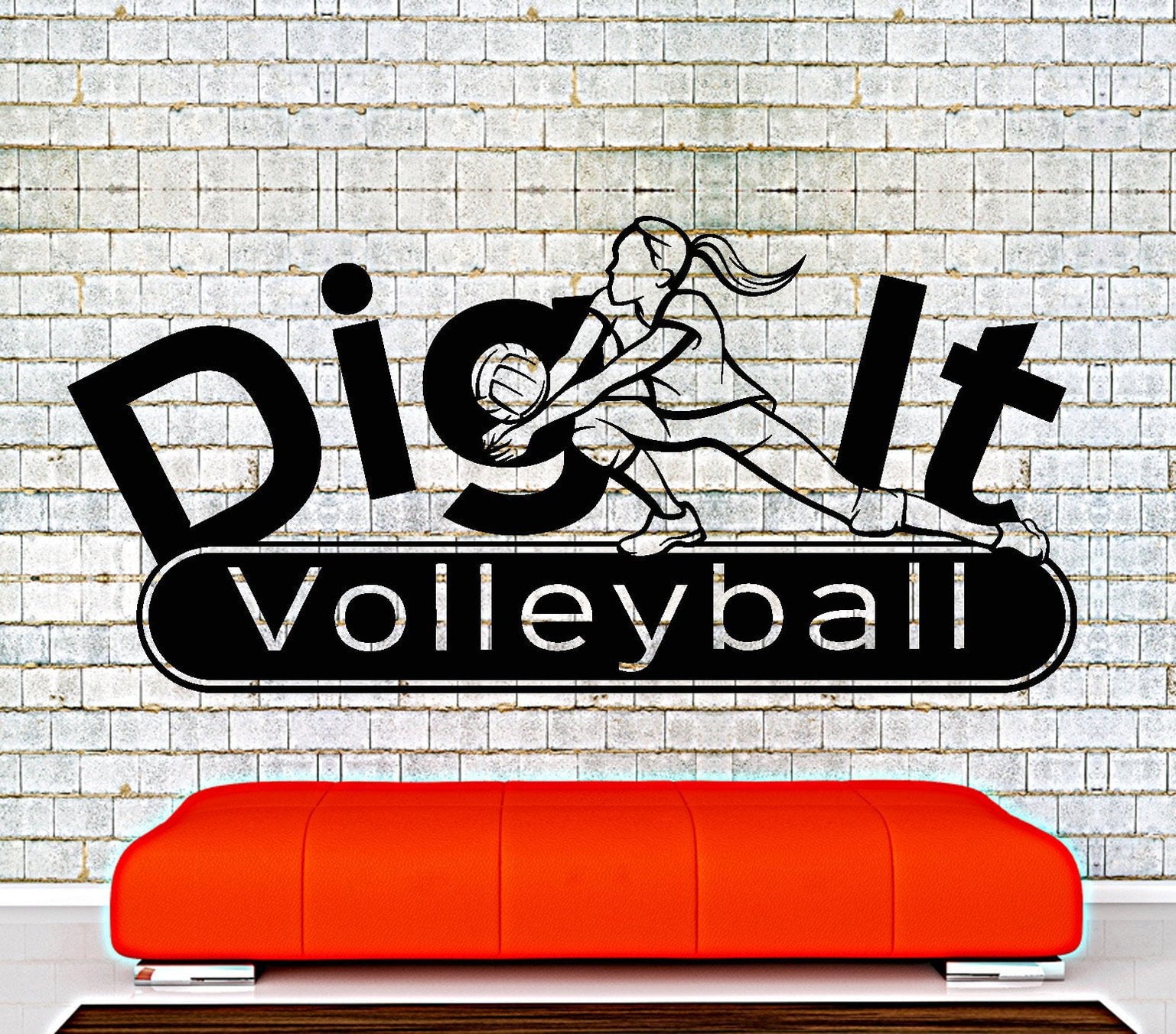 Wall Vinyl Decal Dig It Girl Volleyball Player Sport Quote Words Home ...