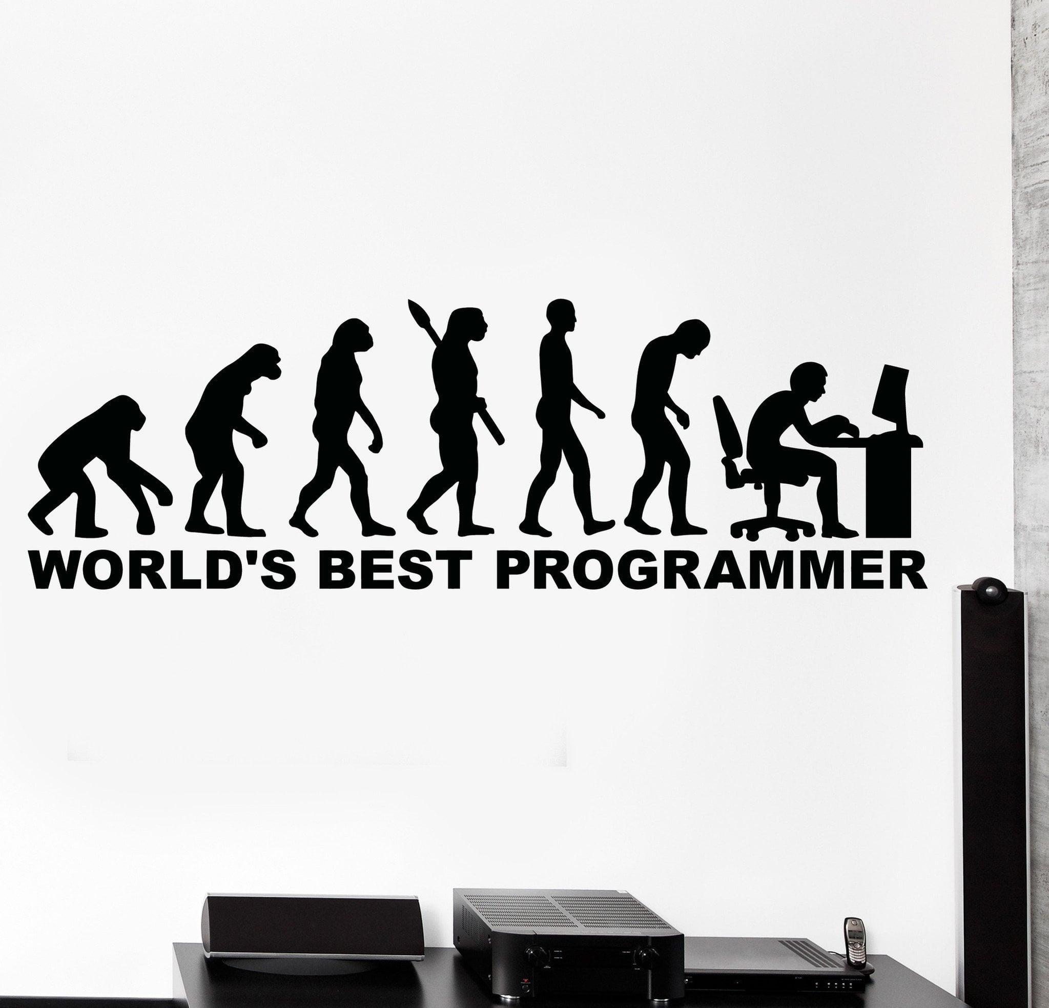 Wall Vinyl Decal Funny Quote World Best Programmer Computer Gamer Deco ...