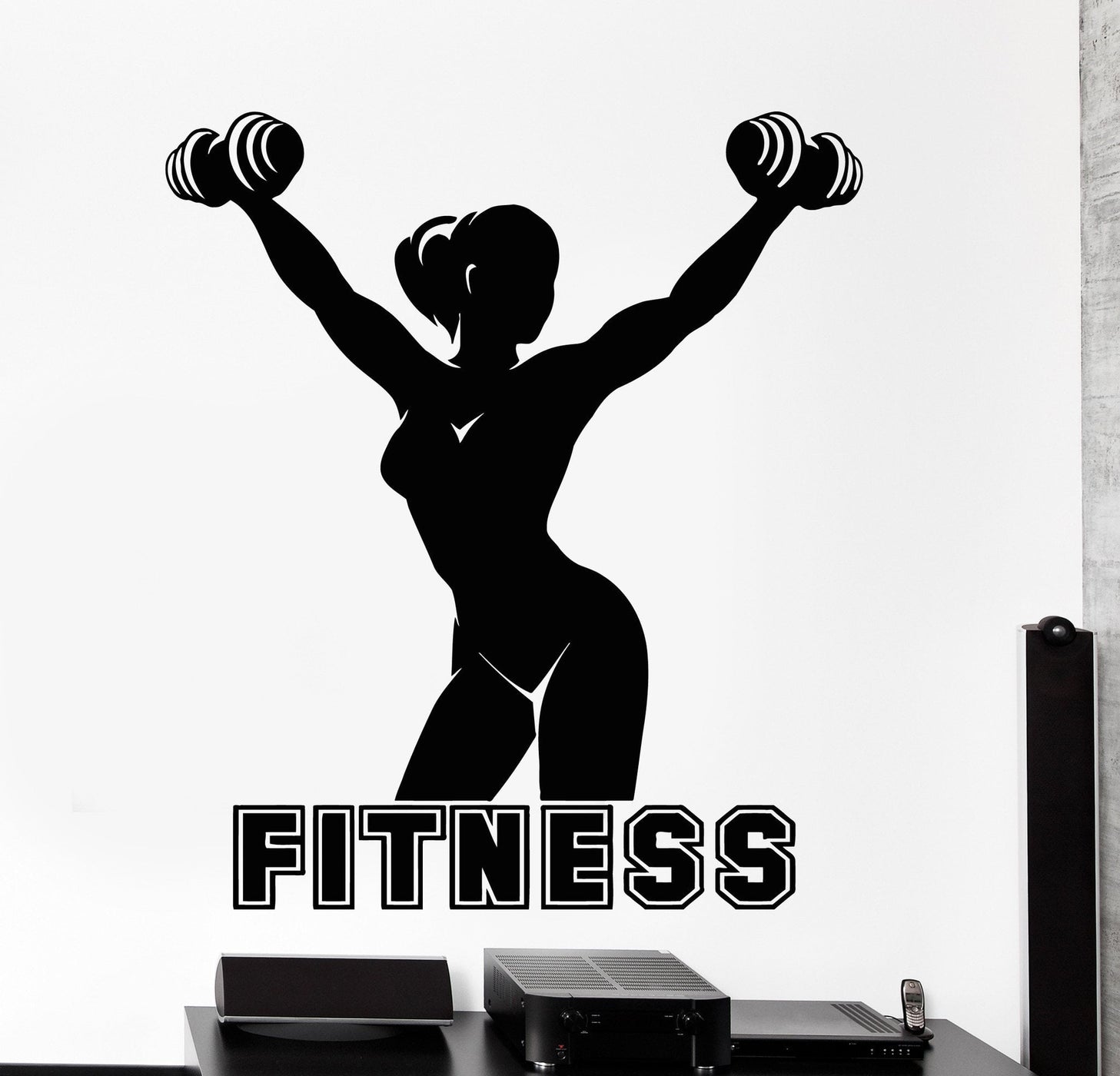 Wall Vinyl Decal Fitness Girl Woman Gym Bodybuilding Sport Home Decor ...