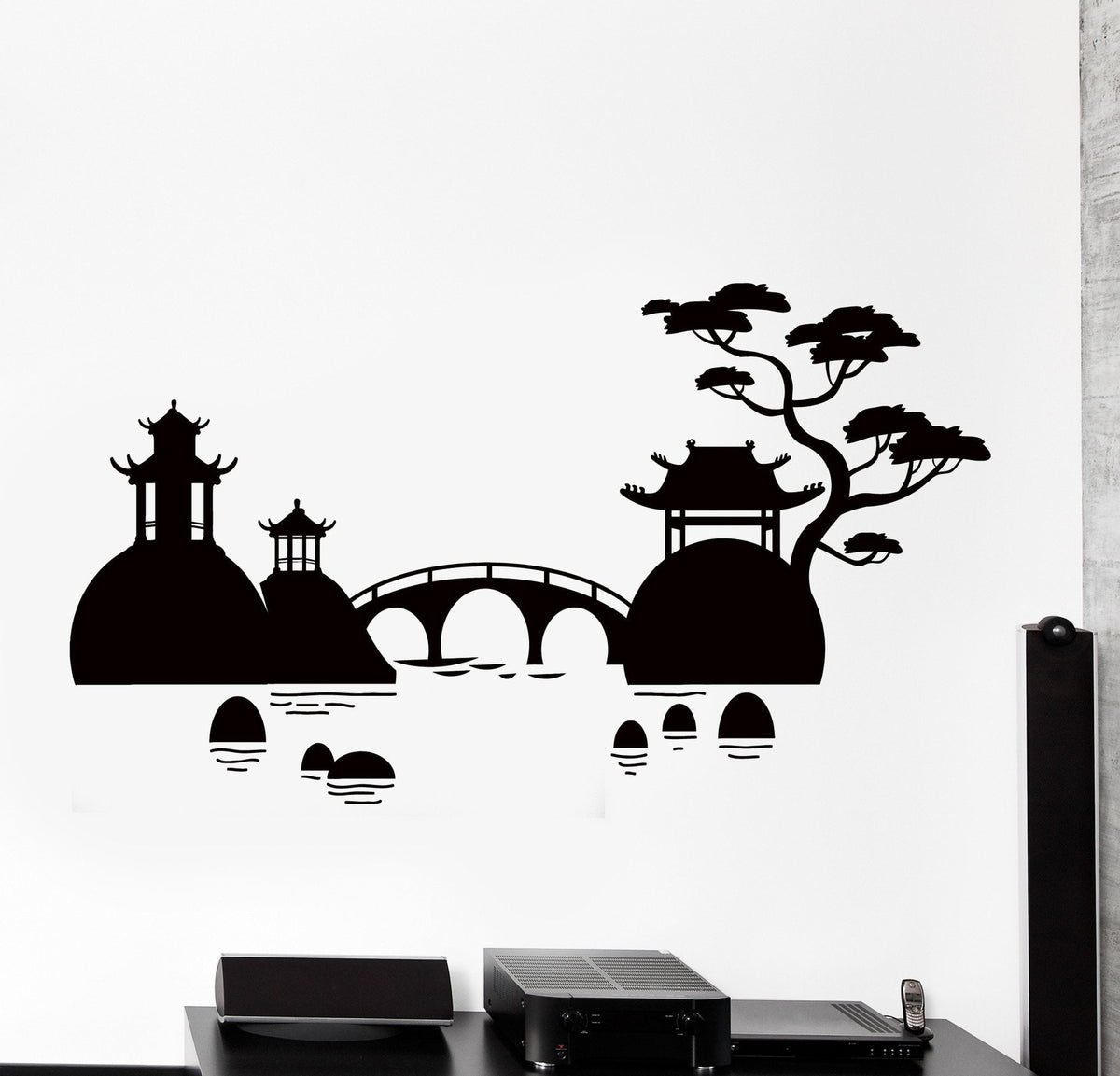 Vinyl Wall Decal Japan Japanese Terrain Bridge And Lake Eastern Big Ho ...