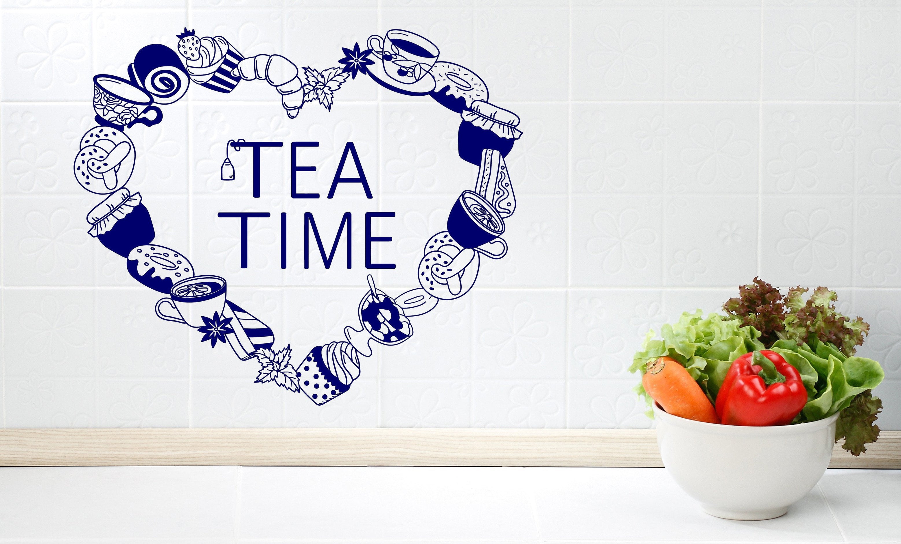 Wall Vinyl Decal Cookies Croissants Tea Coffee Pancake Kitchen Decor U ...