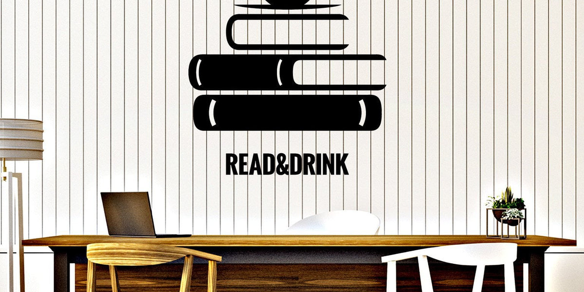 Wall Vinyl Decal Book Coffee Reading Room Bookstore Interior Decor Uni ...
