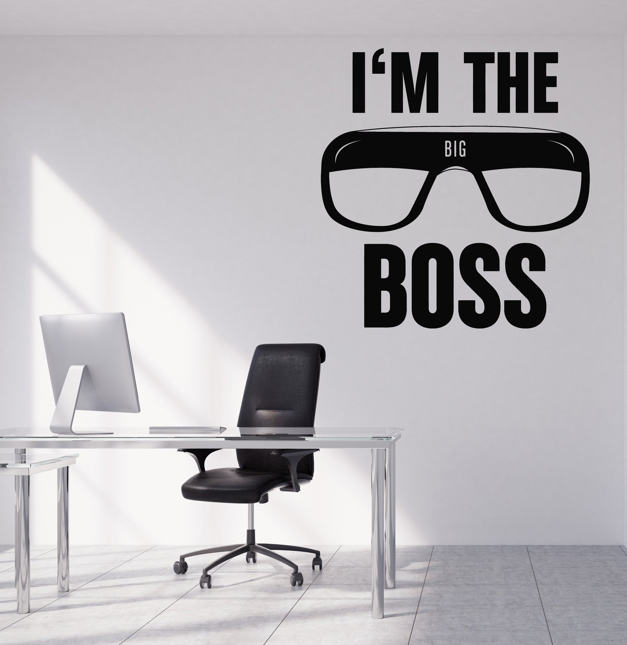 Wall Sticker Work Job Boss Words I'm the Boss Office Interior Decor Un ...