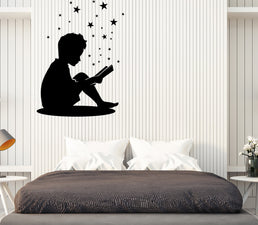 Wall Vinyl Decal Little Boy Reading a Book Home Interior Decor Unique ...