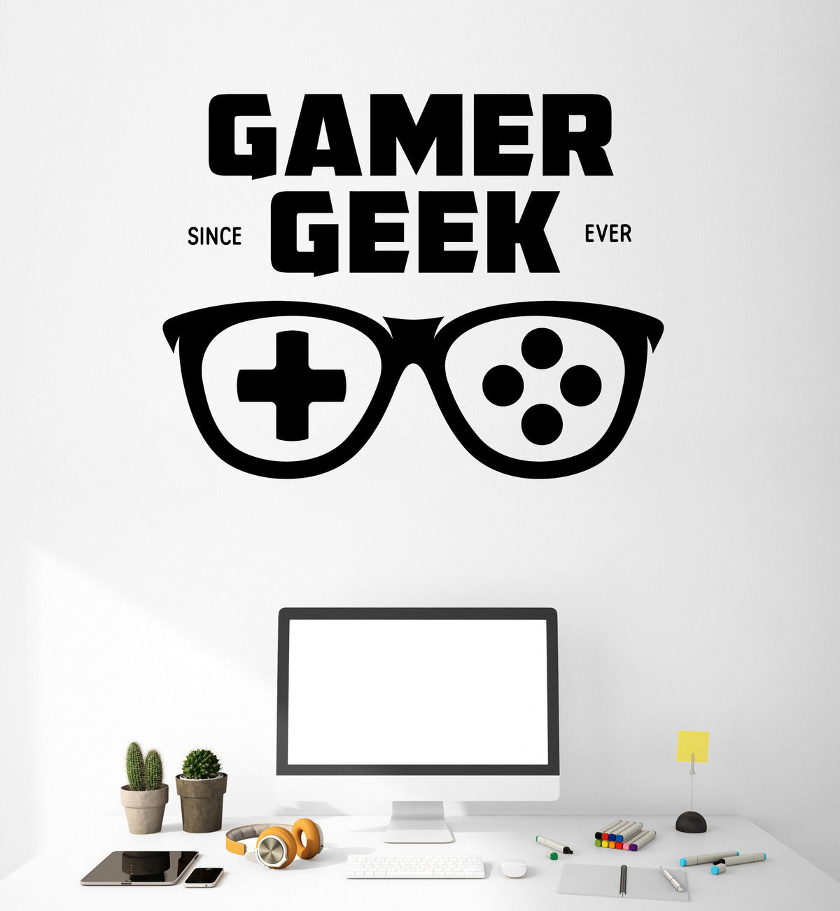 Wall Vinyl Decal Game Words Cloud Gamer Since Geek Ever Decor Unique G ...