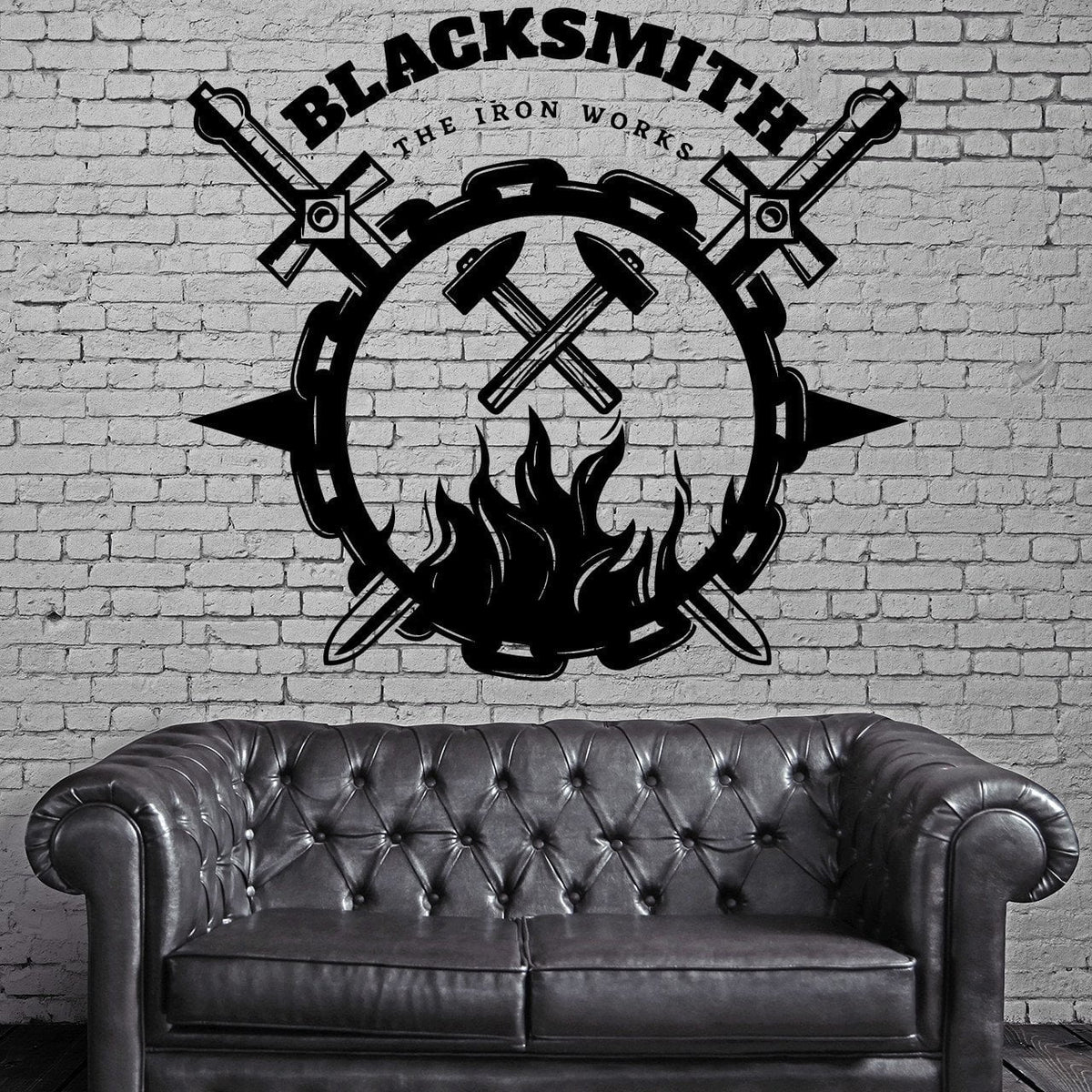 Wall Vinyl Decal Sticker Blacksmith Art Forging Metal Iron Works Decor ...