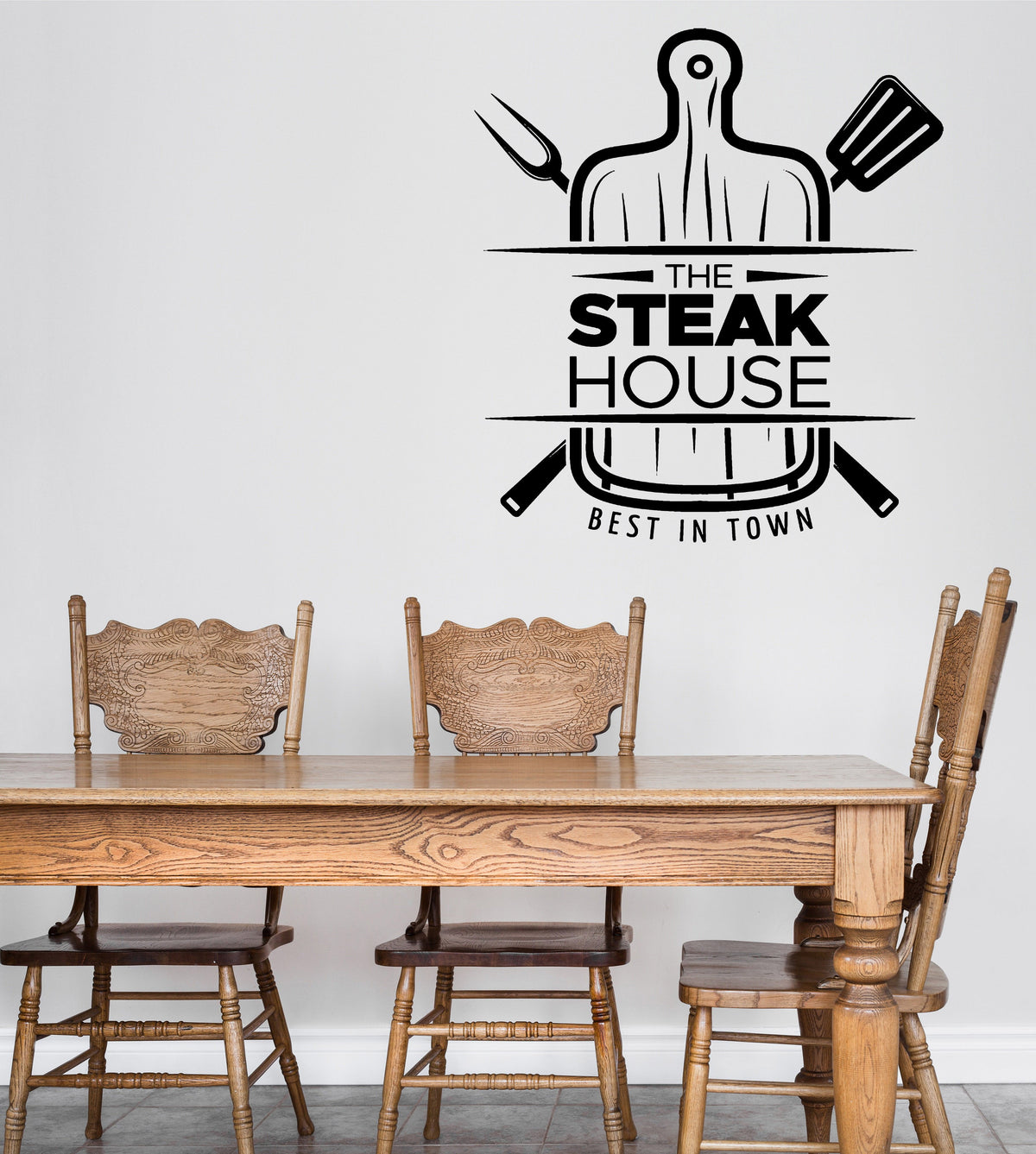 Wall Vinyl Decal Restaurant Signboard Steak House Kitchen Utensils Dec ...