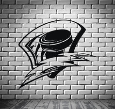 Hockey Puck Sign Simbol Tough Sport Decor Wall MURAL Vinyl Art Sticker ...