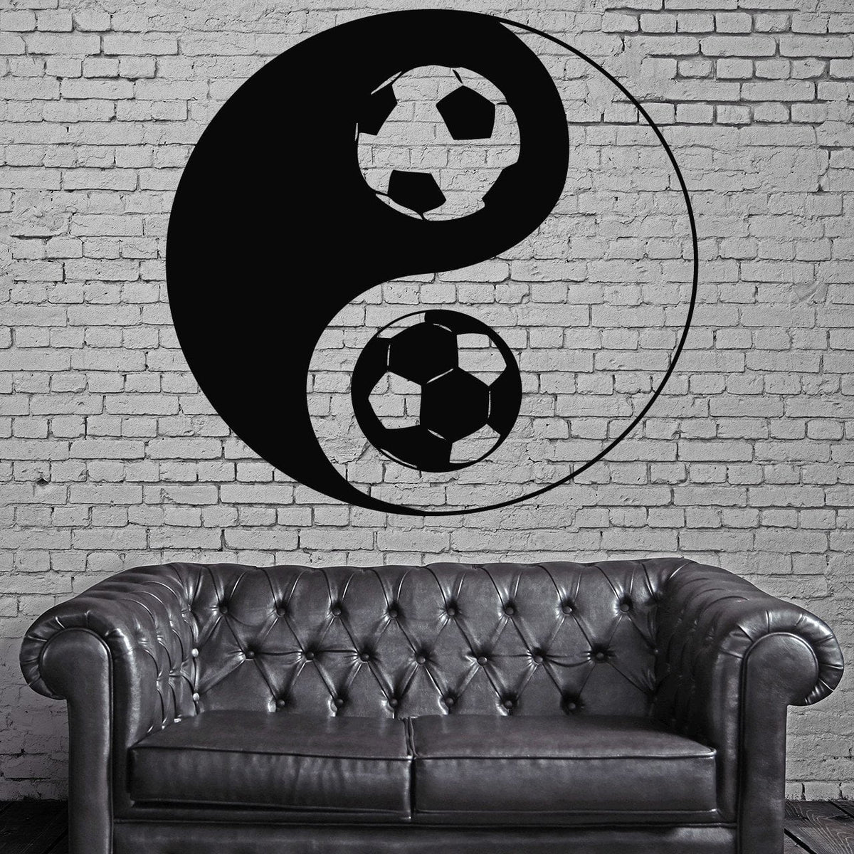 Soccer Football Ball Black White Sport Decor Wall MURAL Vinyl Art Stic ...