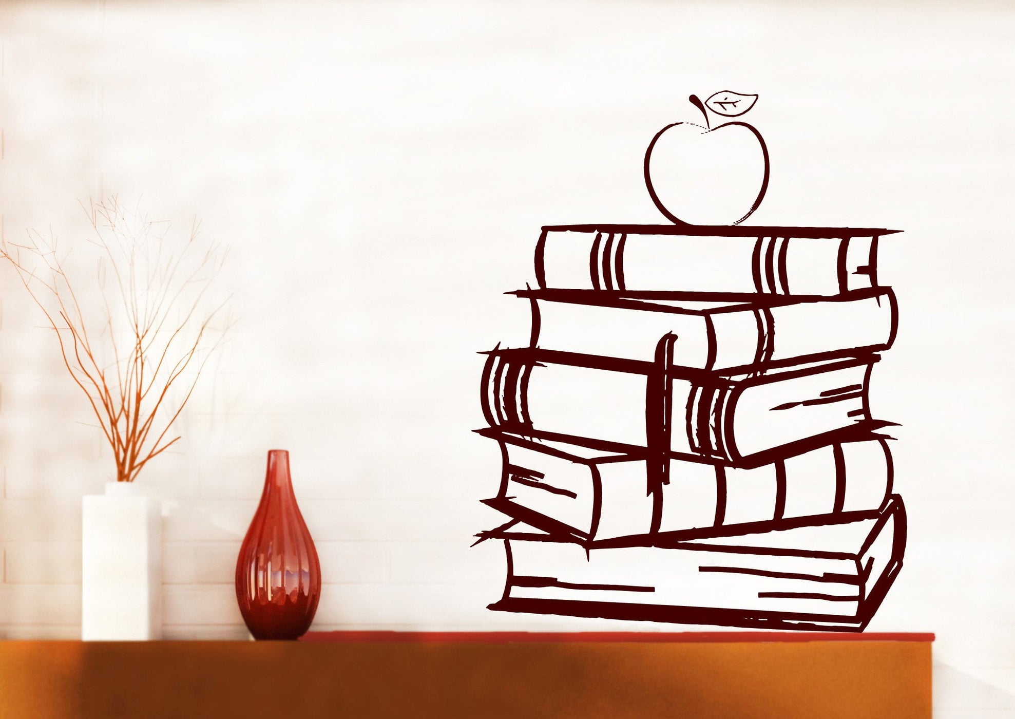 Wall Vinyl Decal Books Stack Reading School Libraries Living Room Deco ...