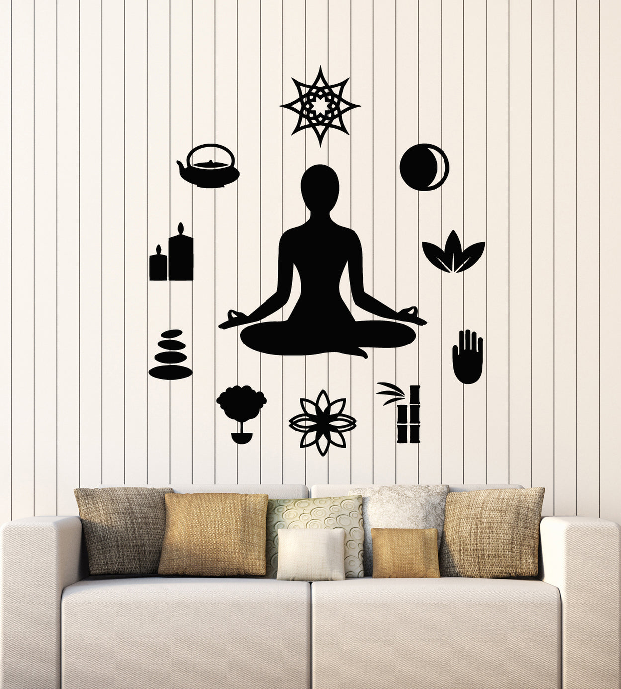 Vinyl Wall Decal Zen Yoga Center Icons Lotus Pose Meditation Stickers ...